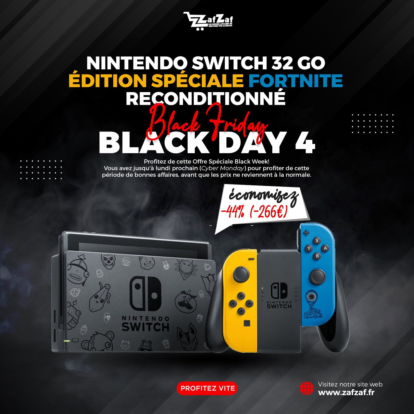 BLACK DAY 4 - Nintendo Switch Noir 32 Go Reconditionné - ZafZaf
